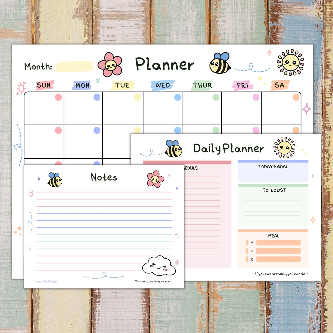 Cute Printable Monthly Planner Kawaii Daily Planner Cute - Etsy