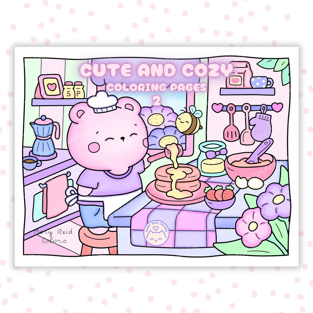 Cozy Animal Coloring Book, Kawaii Digital Pages (PDF) - Etsy