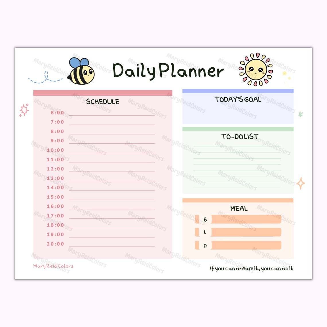 Cute Printable Monthly Planner Kawaii Daily Planner Cute - Etsy