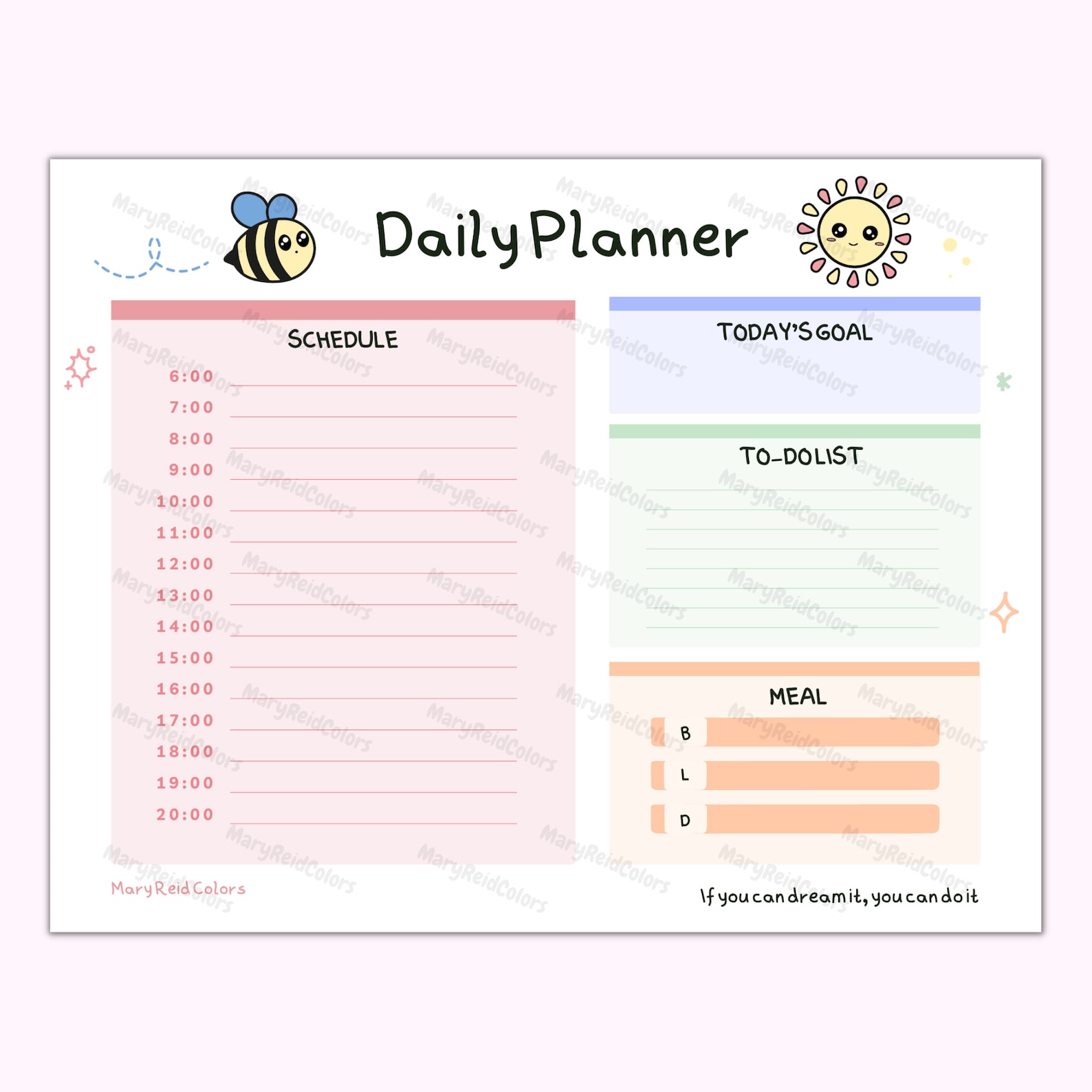 Cute Printable Monthly Planner Kawaii Daily Planner Cute - Etsy