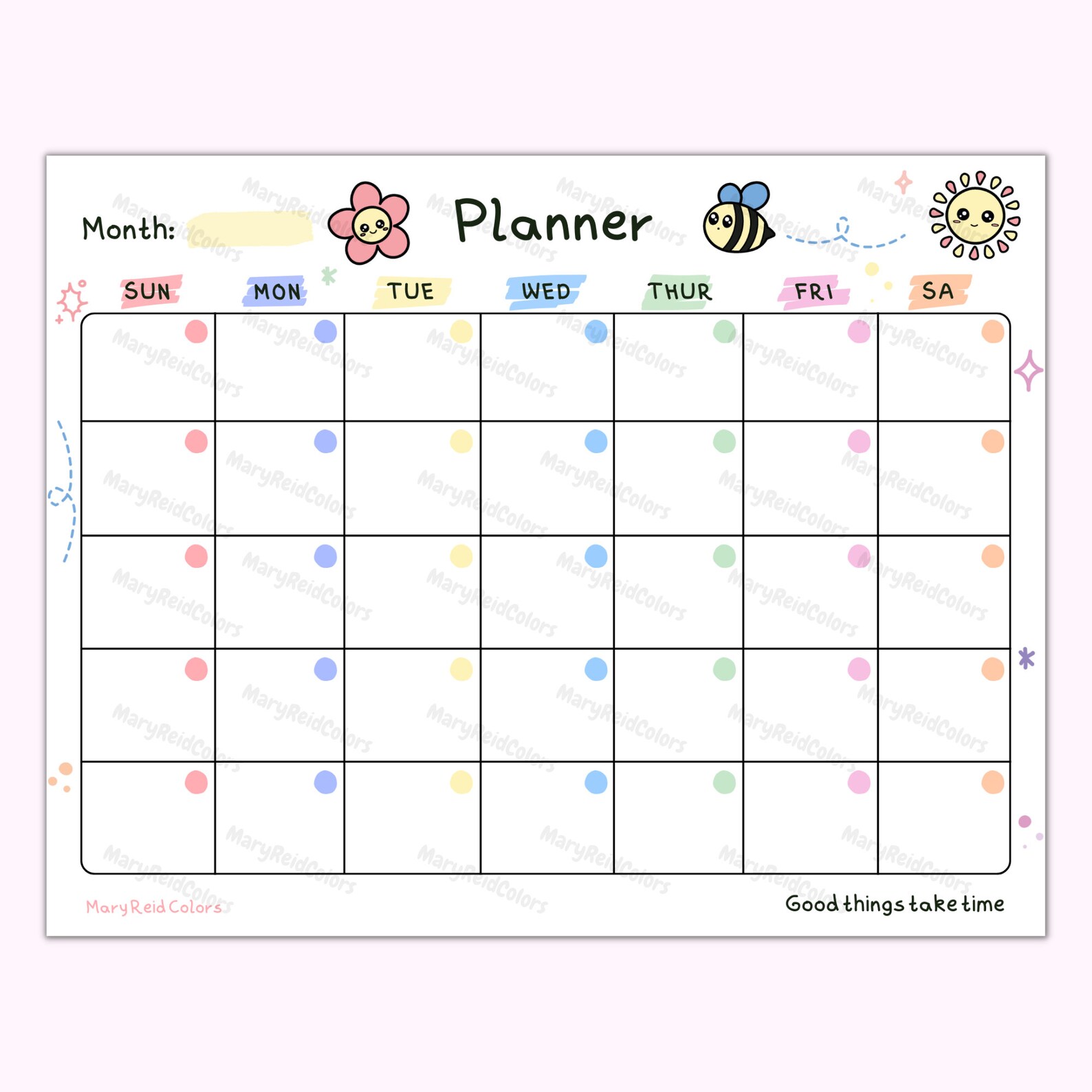 Cute Printable Monthly Planner Kawaii Daily Planner Cute - Etsy