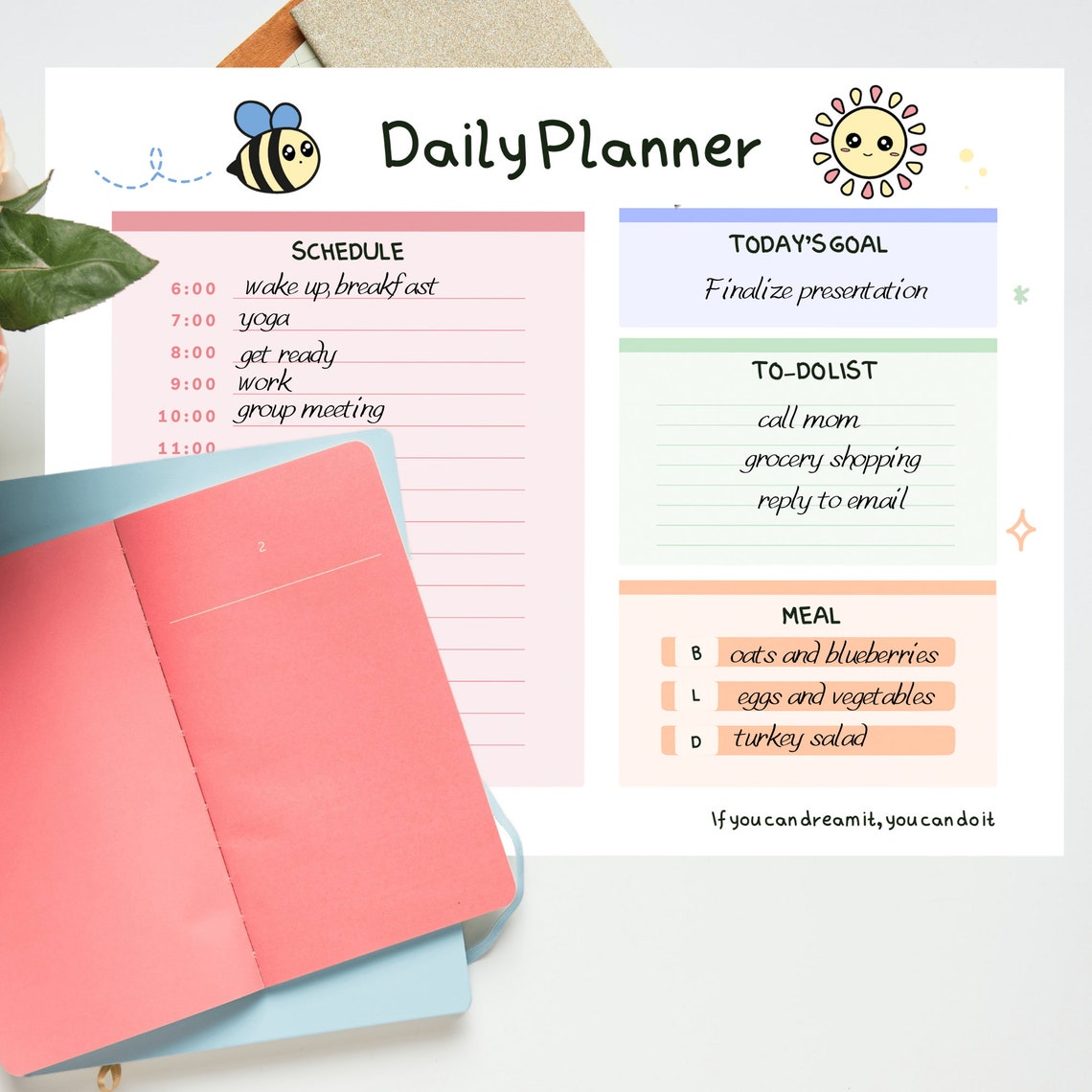 Cute Printable Monthly Planner Kawaii Daily Planner Cute - Etsy