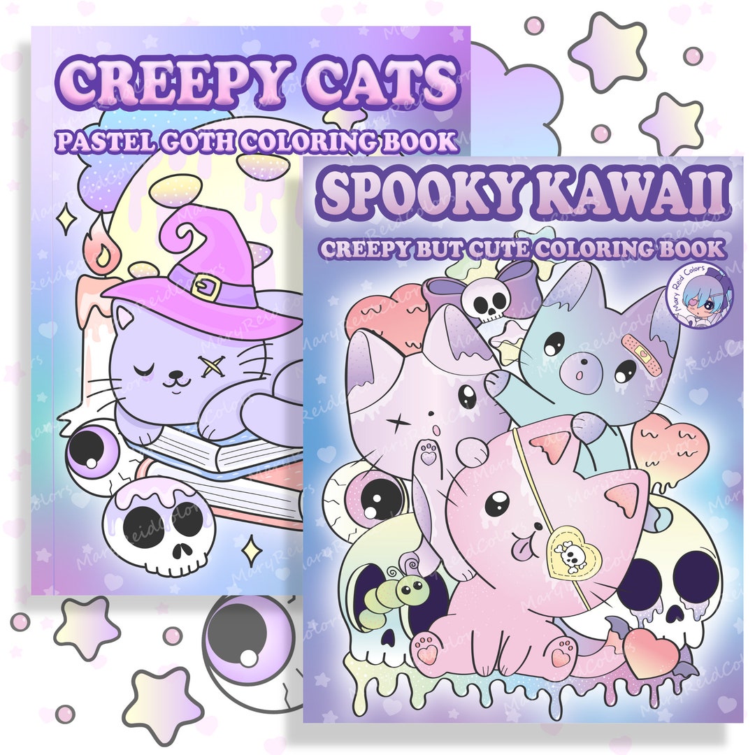 Spooky Cute Coloring Book: Creepy Kawaii Halloween Printable Pages (PDF ...