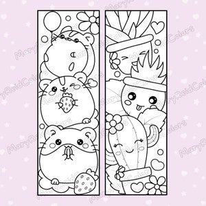 Kawaii Animal Coloring Bookmarks: Homeschool Printable Pages (PDF) - Etsy