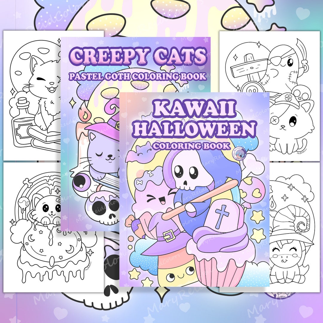 Creepy Kawaii Coloring Book, Kawaii Halloween Coloring Book, Pastel ...