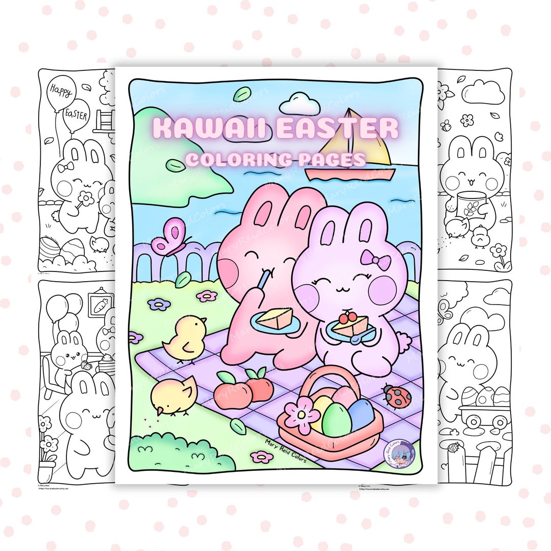 Kawaii Coloring Pages for Adults, Cute Easter Coloring Pages, Cozy ...