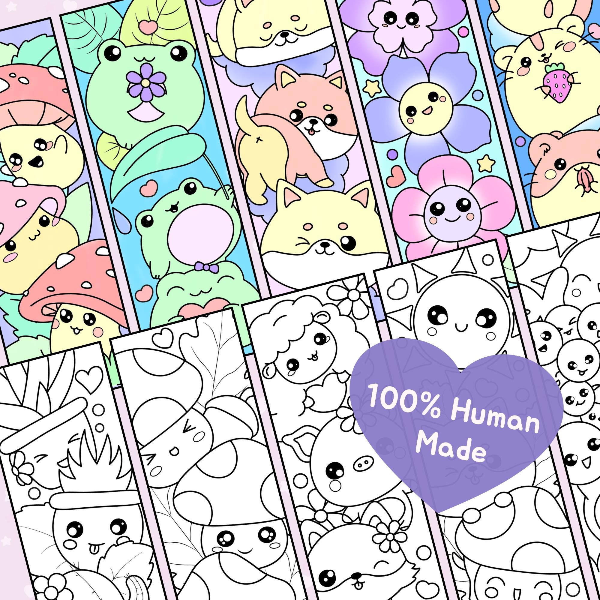 Kawaii Animal Coloring Bookmarks, Homeschool Printable Pages (PDF ...