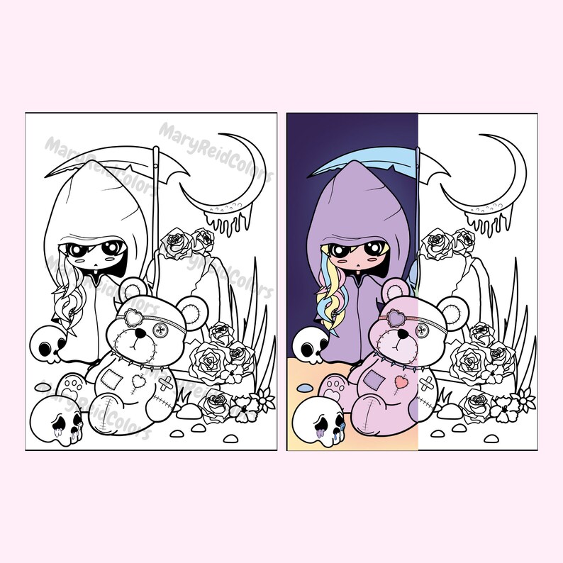 Creepy Kawaii Coloring Pages Pastel Goth Coloring Pages - Etsy Finland