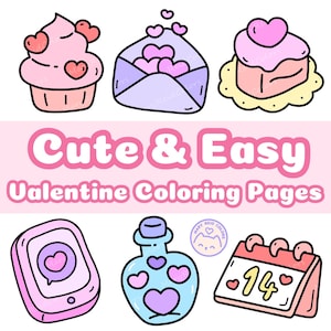 Cute Bold and Easy Coloring Book, Valentine's Day Coloring Pages, Love ...