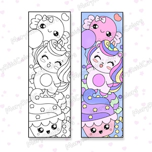 Kawaii Coloring Bookmarks, Bookmarks to Color, Printable Coloring ...