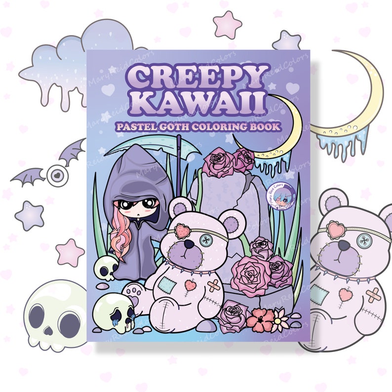 Creepy Kawaii Coloring Book Printable Halloween Coloring - Etsy