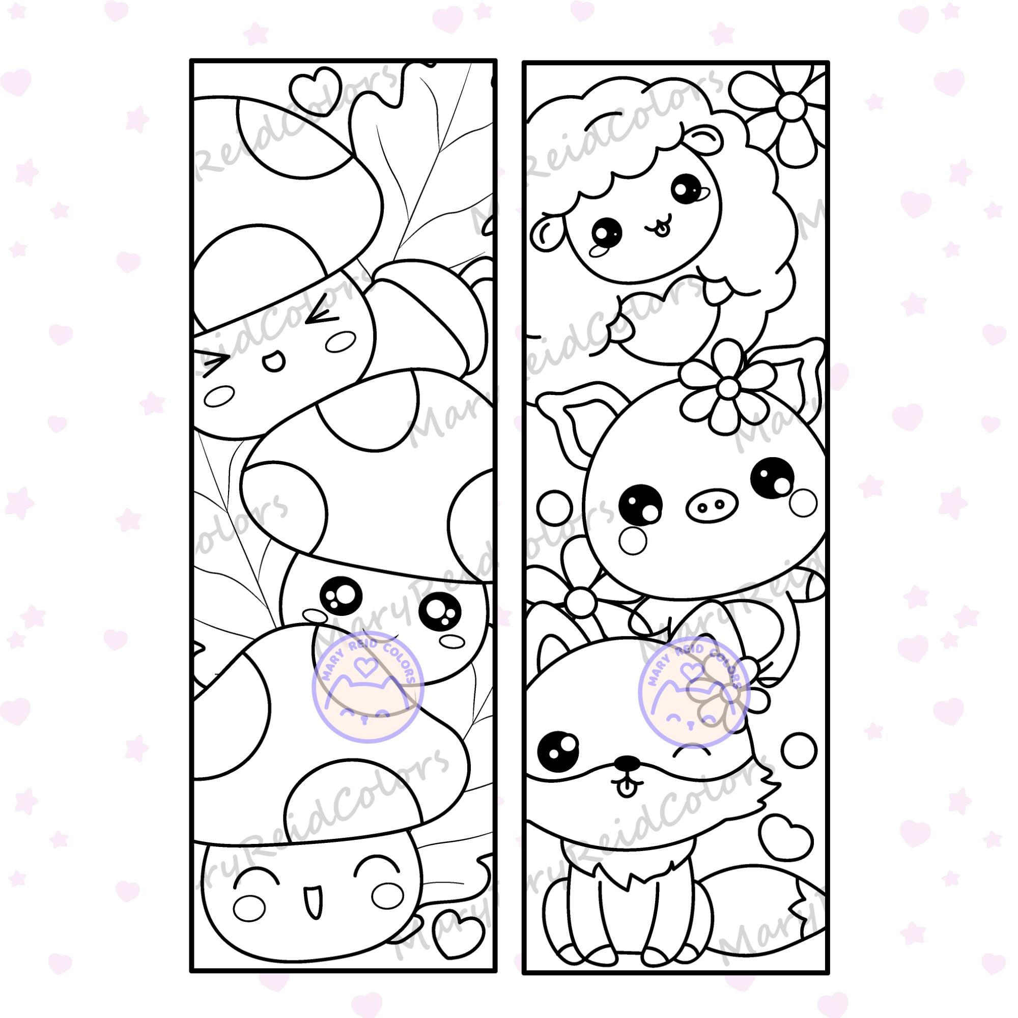 Kawaii Animal Coloring Bookmarks, Homeschool Printable Pages (PDF ...