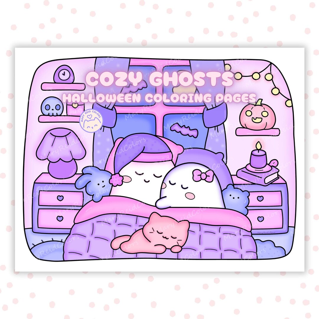 Cute Halloween Coloring Pages, Kawaii Halloween Coloring Book, Cute ...