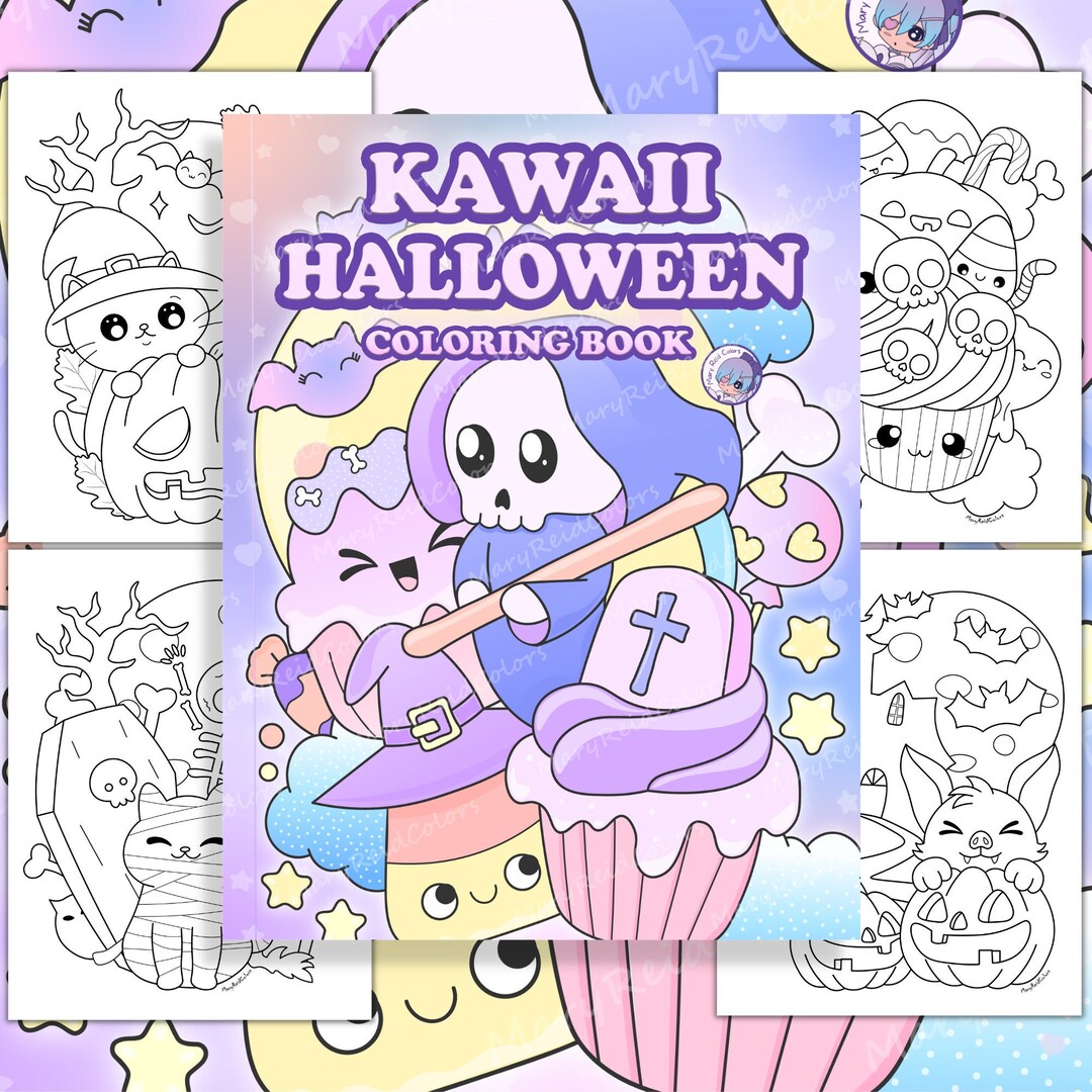 Kawaii Halloween Coloring Book, Kawaii Coloring Book for Adults ...