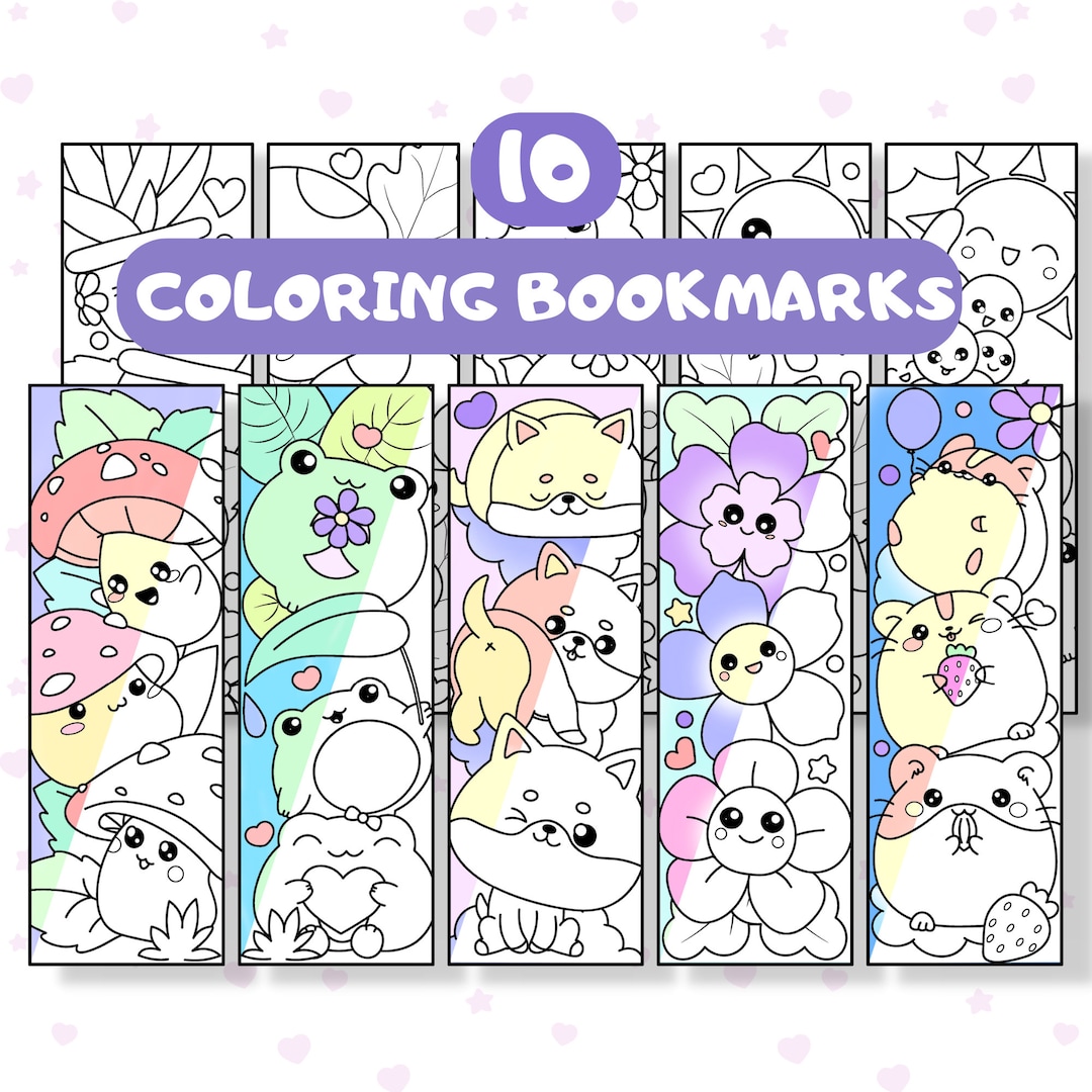 Kawaii Animal Coloring Bookmarks: Homeschool Printable Pages (PDF) - Etsy