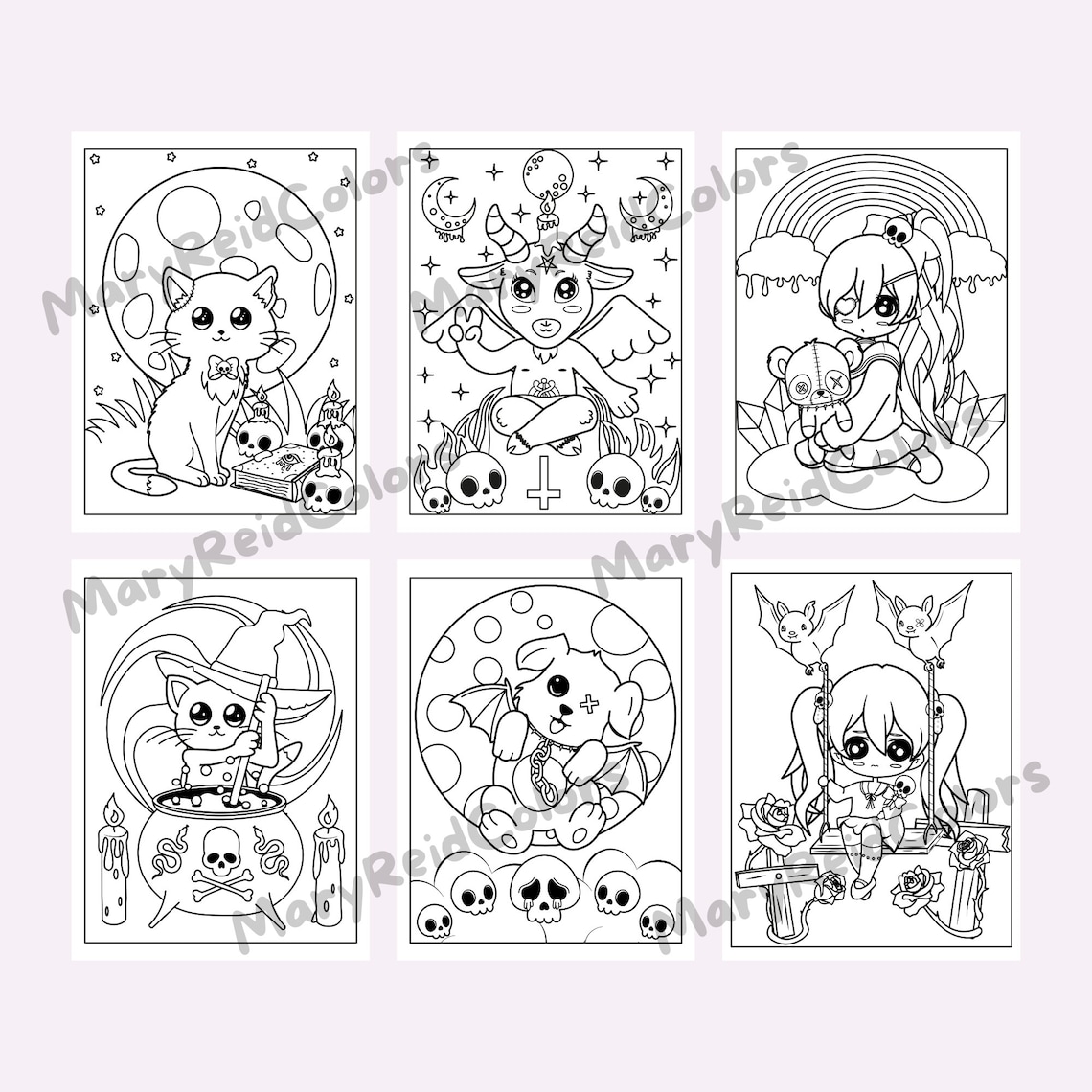 Creepy Kawaii Coloring Books Pastel Goth Coloring Books - Etsy