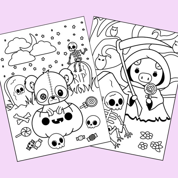 Cute Kawaii Halloween Coloring Pages