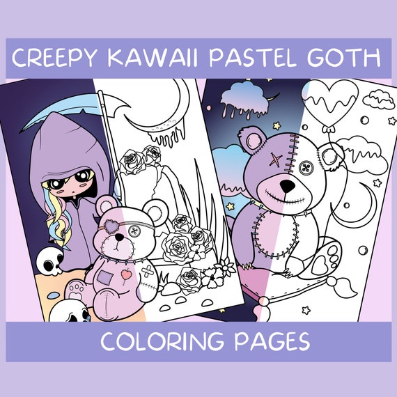 Pastel Goth Coloring Pages Creepy Cute Coloring Pages | Etsy