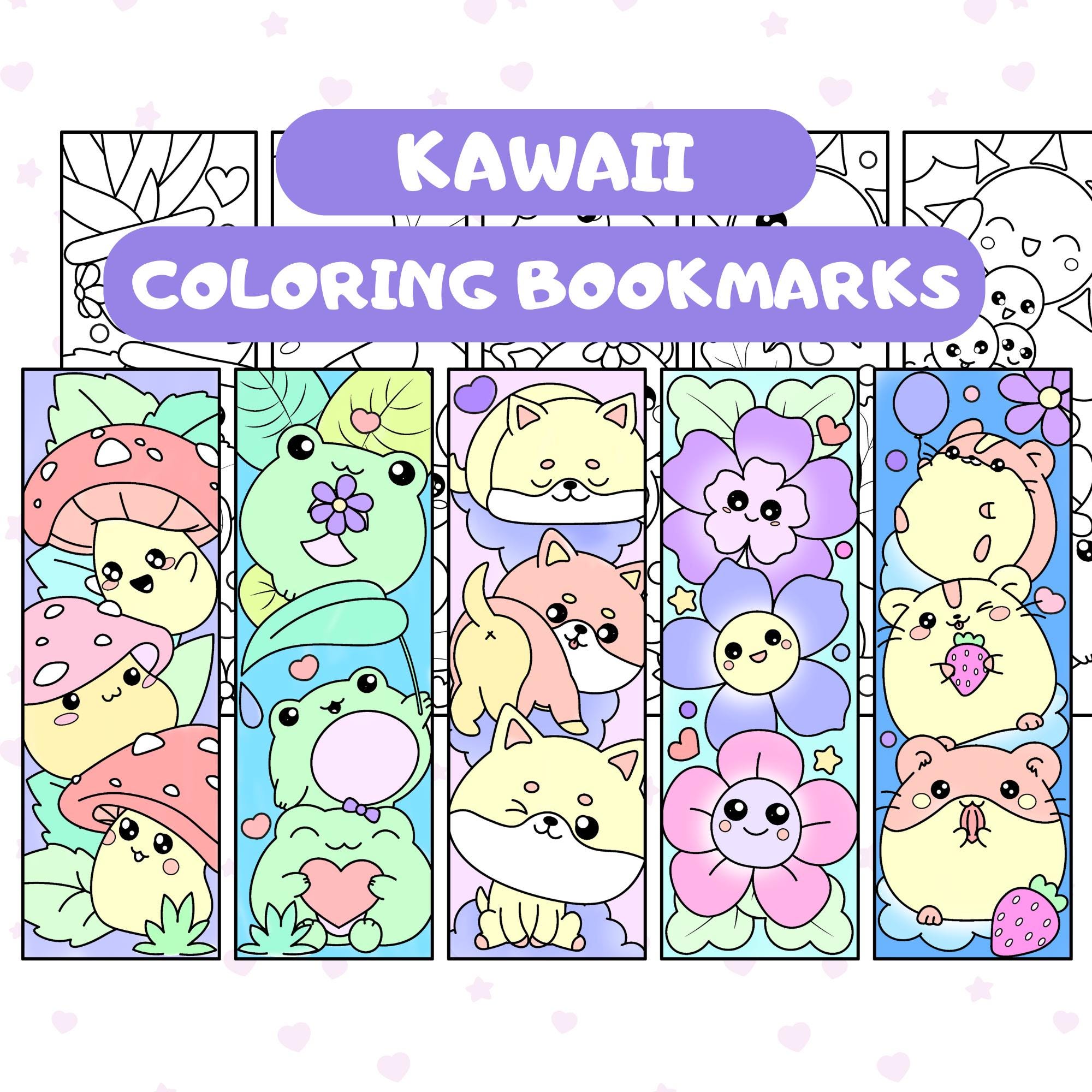 Kawaii Animal Coloring Bookmarks, Homeschool Printable Pages (PDF ...