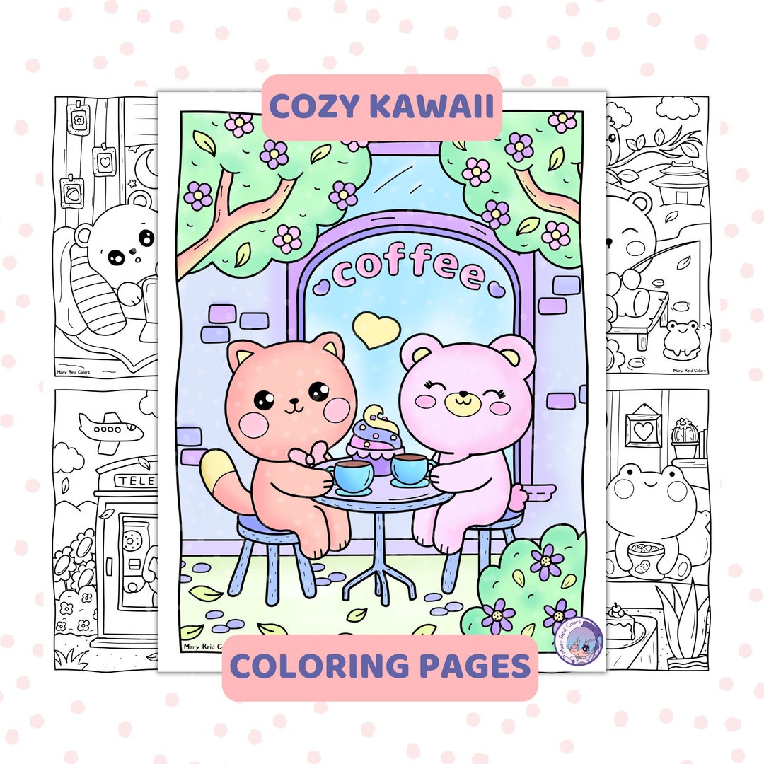 Kawaii Coloring Pages for Adults, Cozy Coloring Pages, Kawaii Coloring ...
