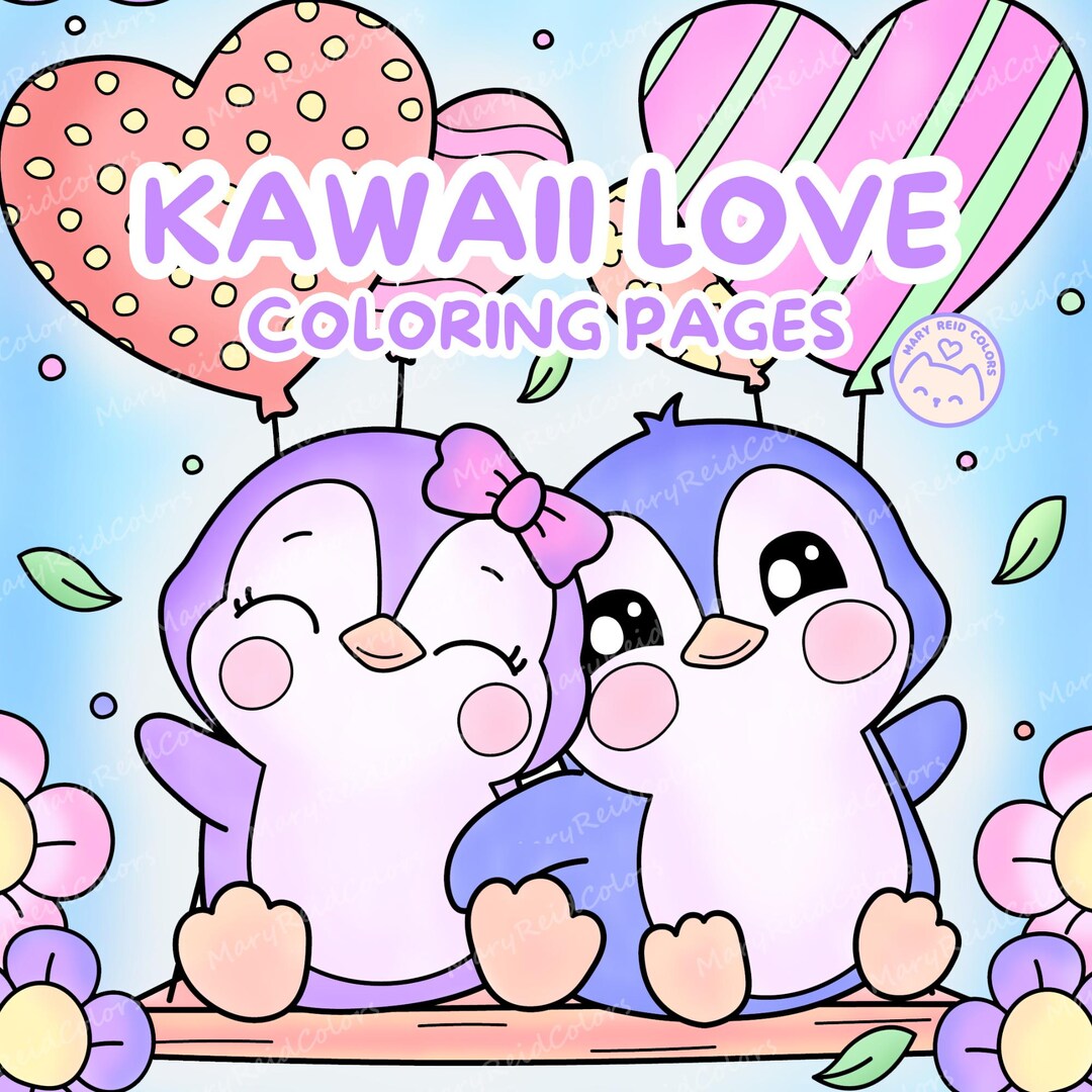 Cozy Love Coloring Book, Valentine Coloring Pages, Kawaii Coloring Book ...