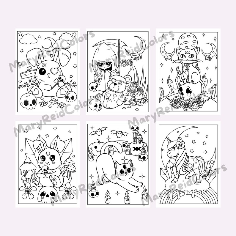 Creepy Kawaii Coloring Books Pastel Goth Coloring Books - Etsy