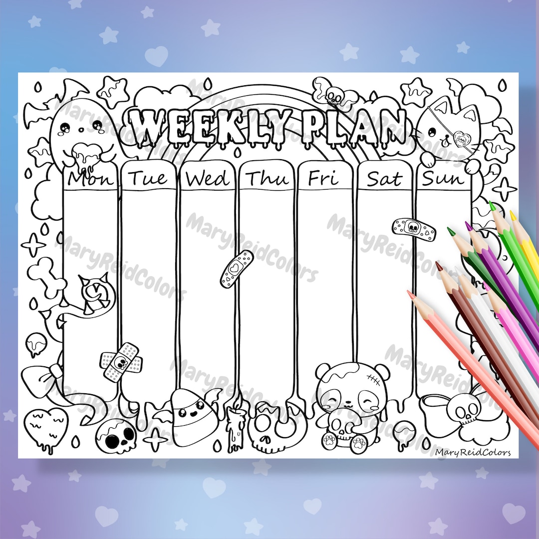 Digital Coloring Planner, Pastel Goth Planner, Halloween Planner ...