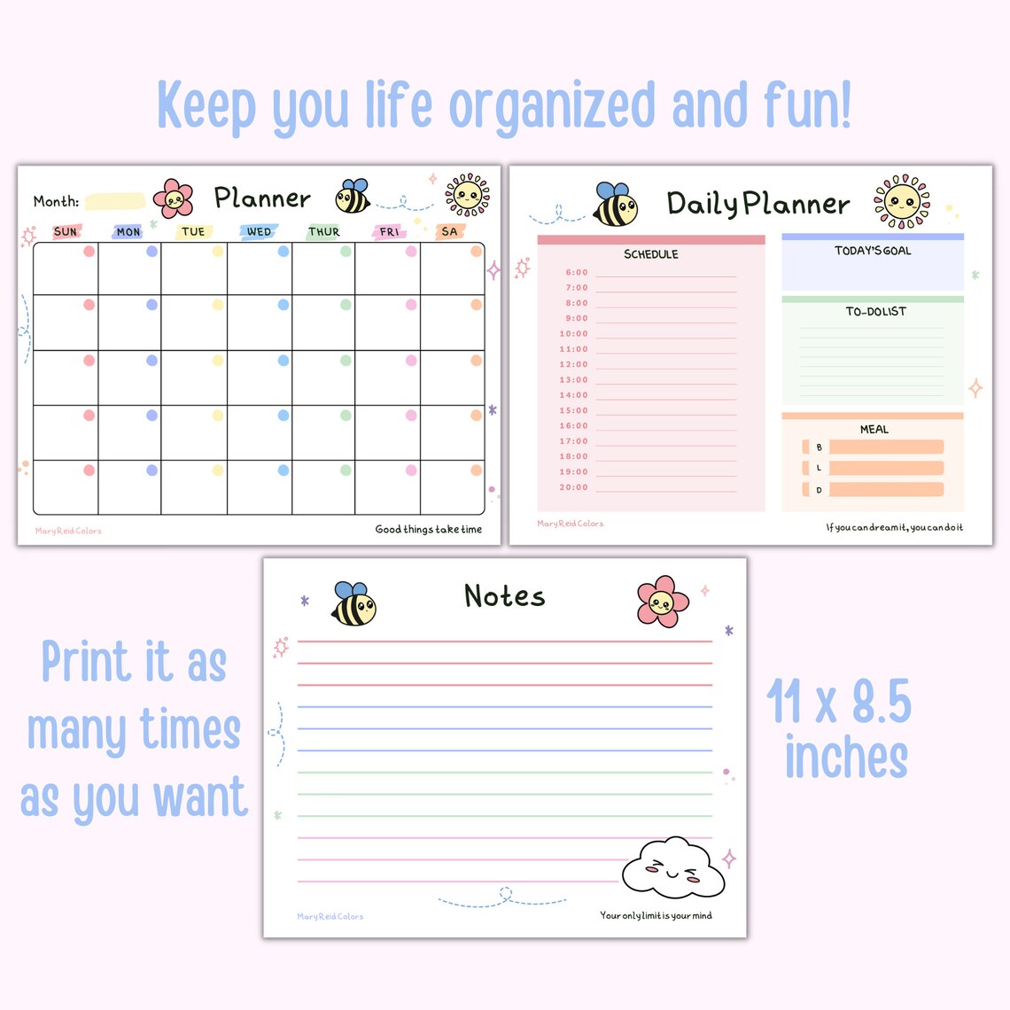 Cute Printable Monthly Planner Kawaii Daily Planner Cute - Etsy