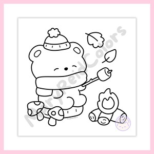 Cute Fall Coloring Pages, Bold and Easy Coloring Book, Cozy Autumn ...