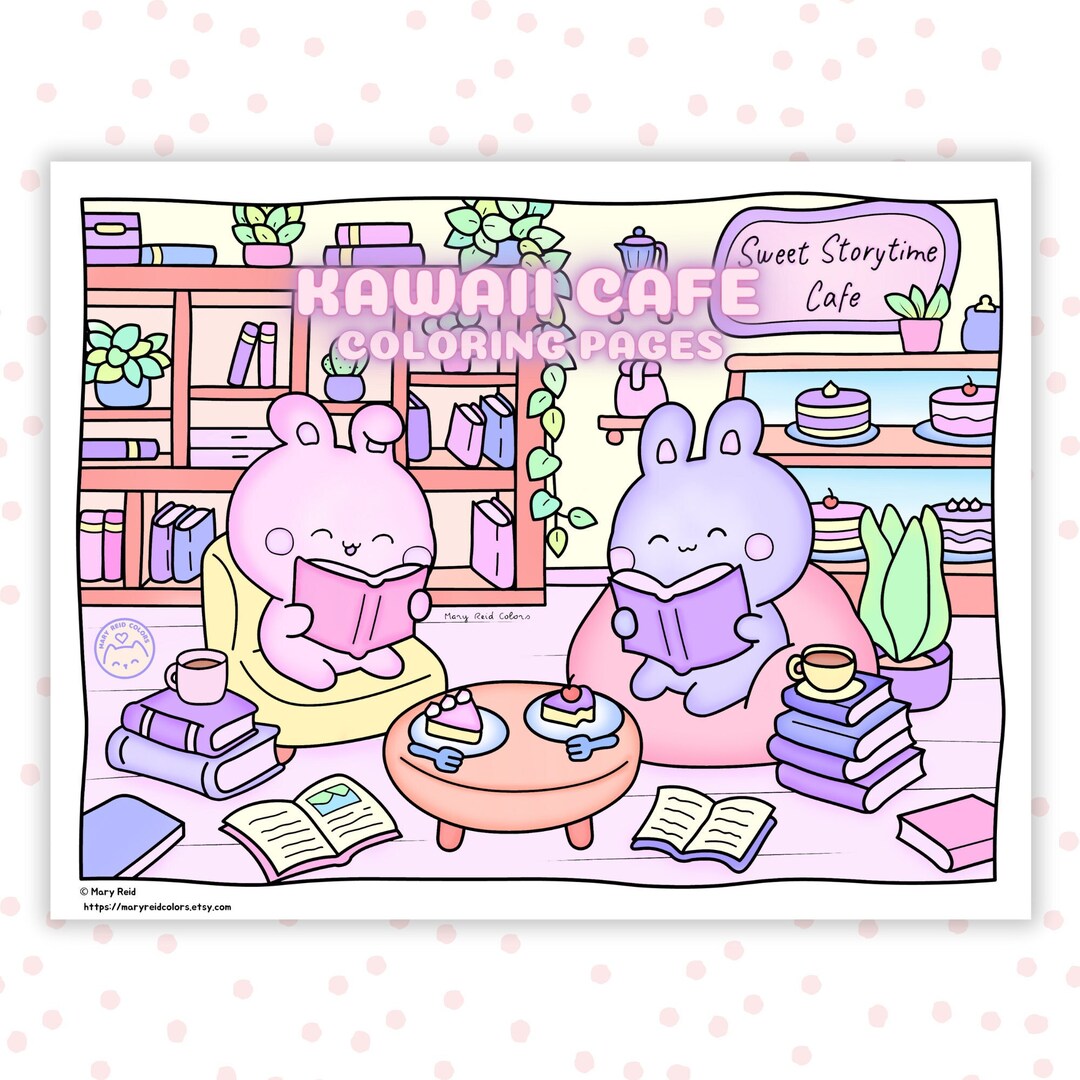 Kawaii Cafe Coloring Book: Cozy Animals Illustrations (PDF Download) - Etsy