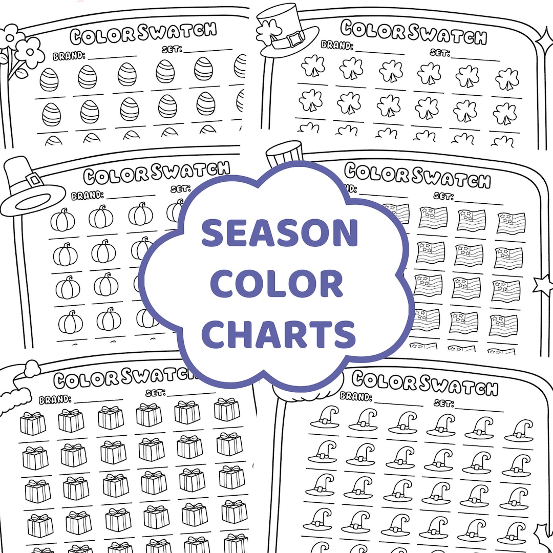 Blank Color Swatch, Printable Color Chart, Chart Sheets, Season Color ...