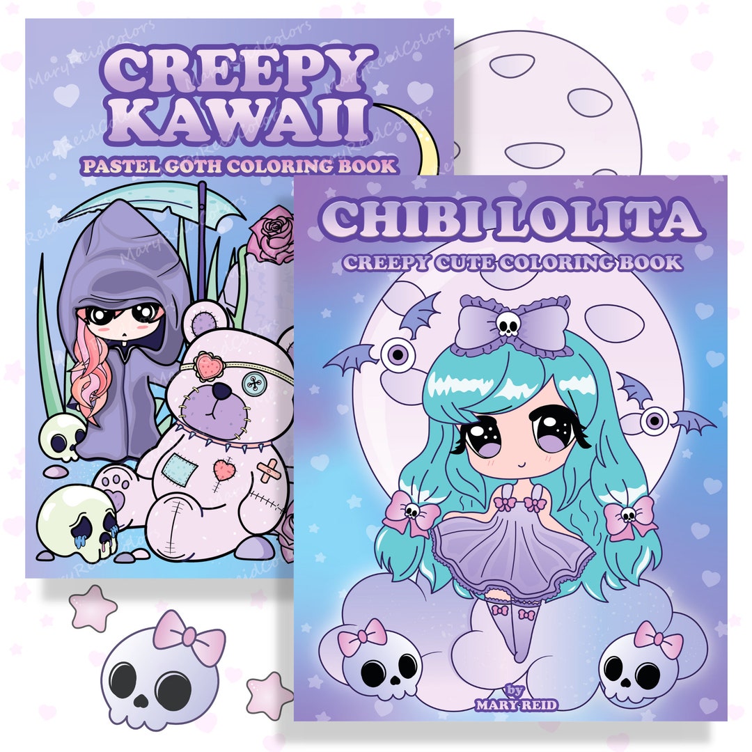 Creepy Kawaii Coloring Books: Chibi Pastel Goth Printable Pages (PDF ...