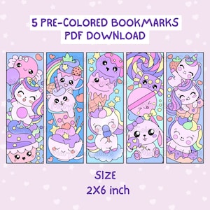 Kawaii Coloring Bookmarks, Bookmarks to Color, Printable Coloring ...