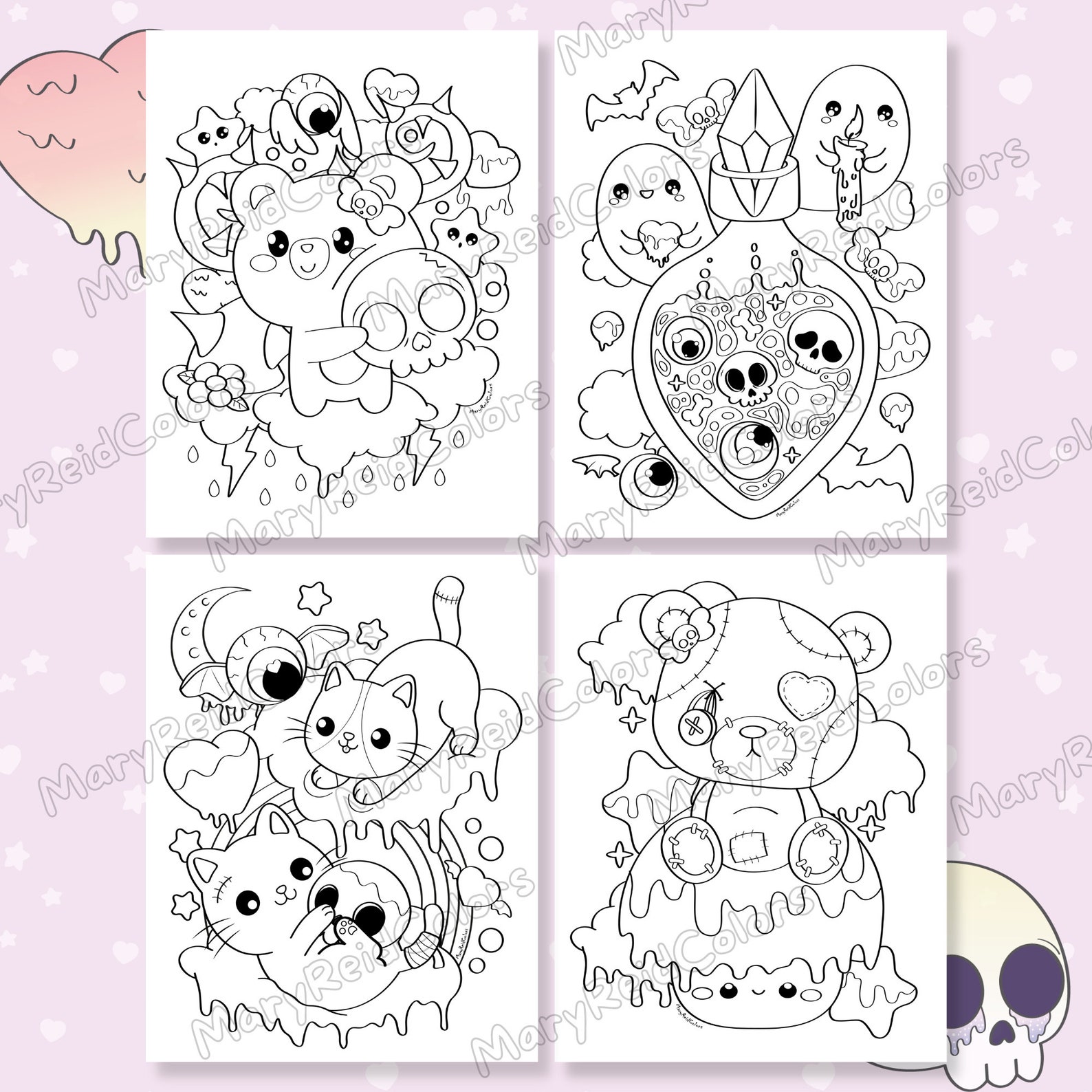 Creepy Kawaii Coloring Book Pastel Goth Coloring Book Kawaii - Etsy