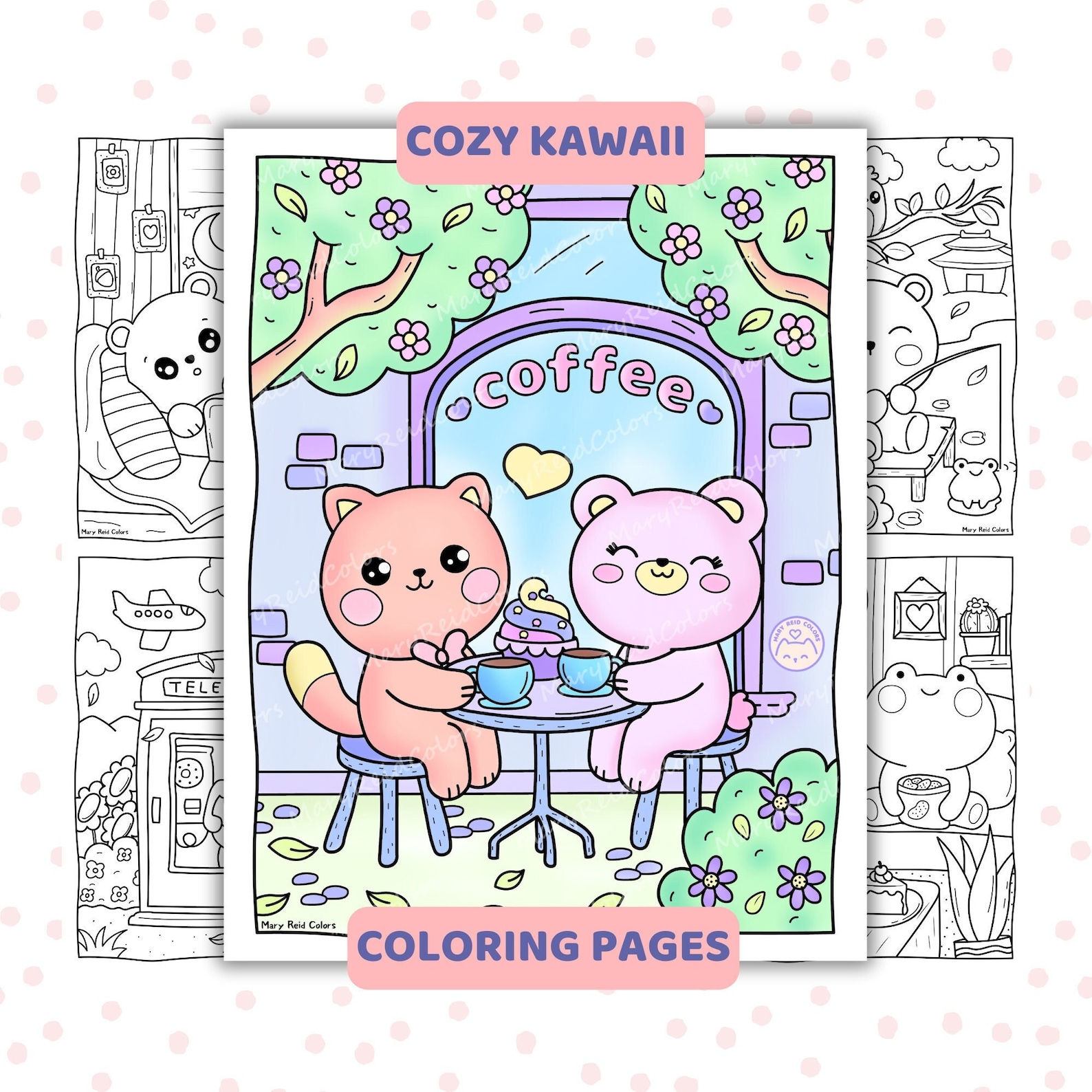 Kawaii Coloring Pages: Cozy Printable Illustrations (PDF) - Etsy