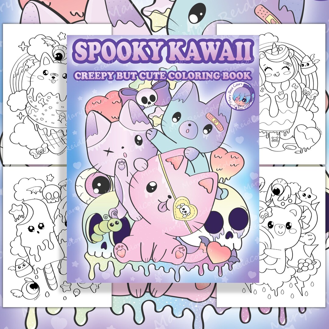 Creepy Kawaii Coloring Book, Pastel Goth Coloring Book, Kawaii Coloring ...