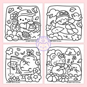 Spring Bold and Easy Coloring Pages, Cute Spring Coloring Book, Cozy ...