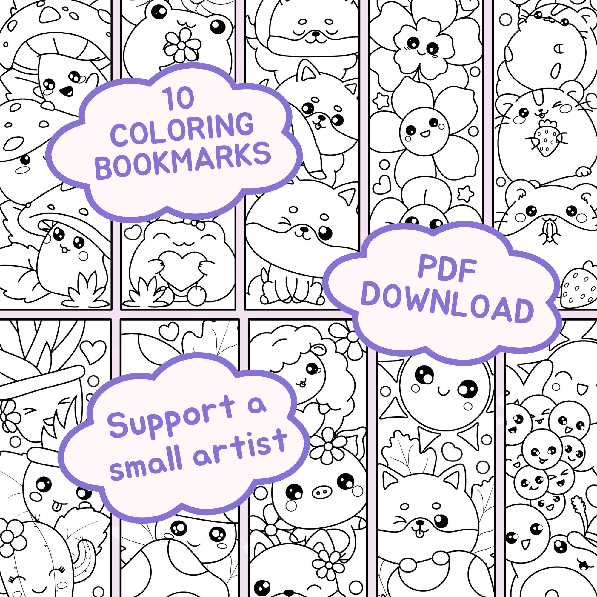 Kawaii Animal Coloring Bookmarks, Homeschool Printable Pages (PDF ...