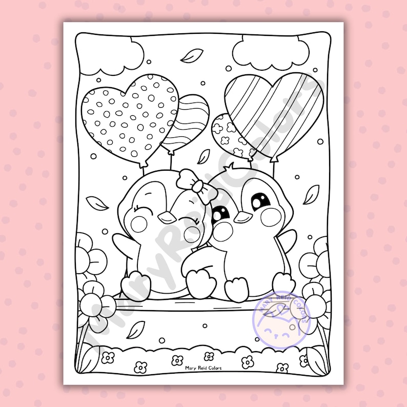 Kawaii Love Coloring Book, Valentine Activity Pages (PDF) - Etsy