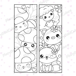 Kawaii Animal Coloring Bookmarks: Homeschool Printable Pages (PDF) - Etsy