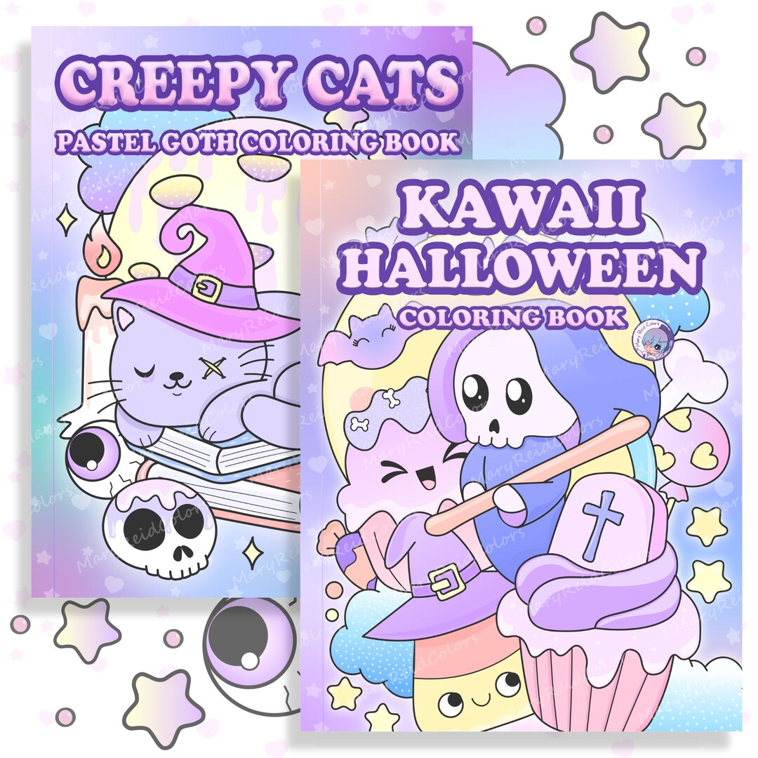 Creepy Kawaii Coloring Book Kawaii Halloween Coloring Book - Etsy
