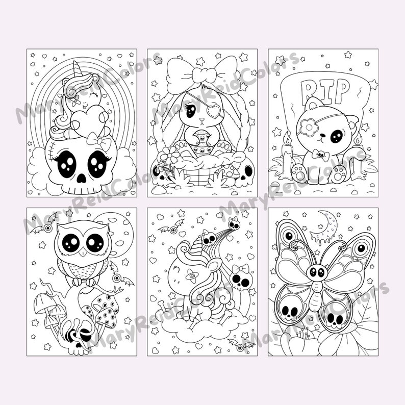 Creepy Kawaii Coloring Books Pastel Goth Coloring Books - Etsy