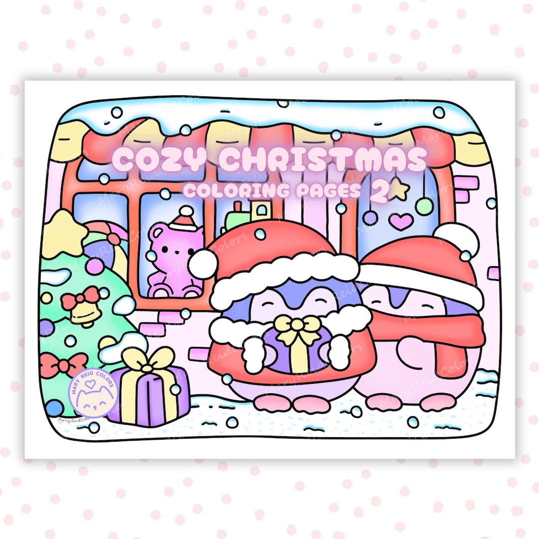Cozy Christmas Coloring Pages, Cute Christmas Coloring Book, Christmas ...