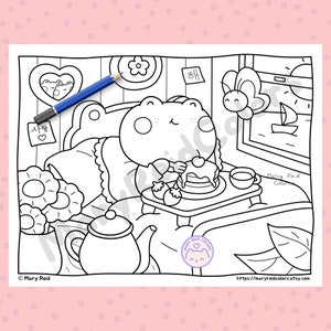 Kawaii Coloring Pages for Adults, Cozy Kawaii Coloring Book, Cozy ...