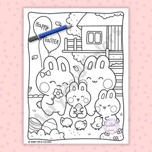 Kawaii Coloring Pages for Adults, Cozy Coloring Pages, Kawaii Easter ...
