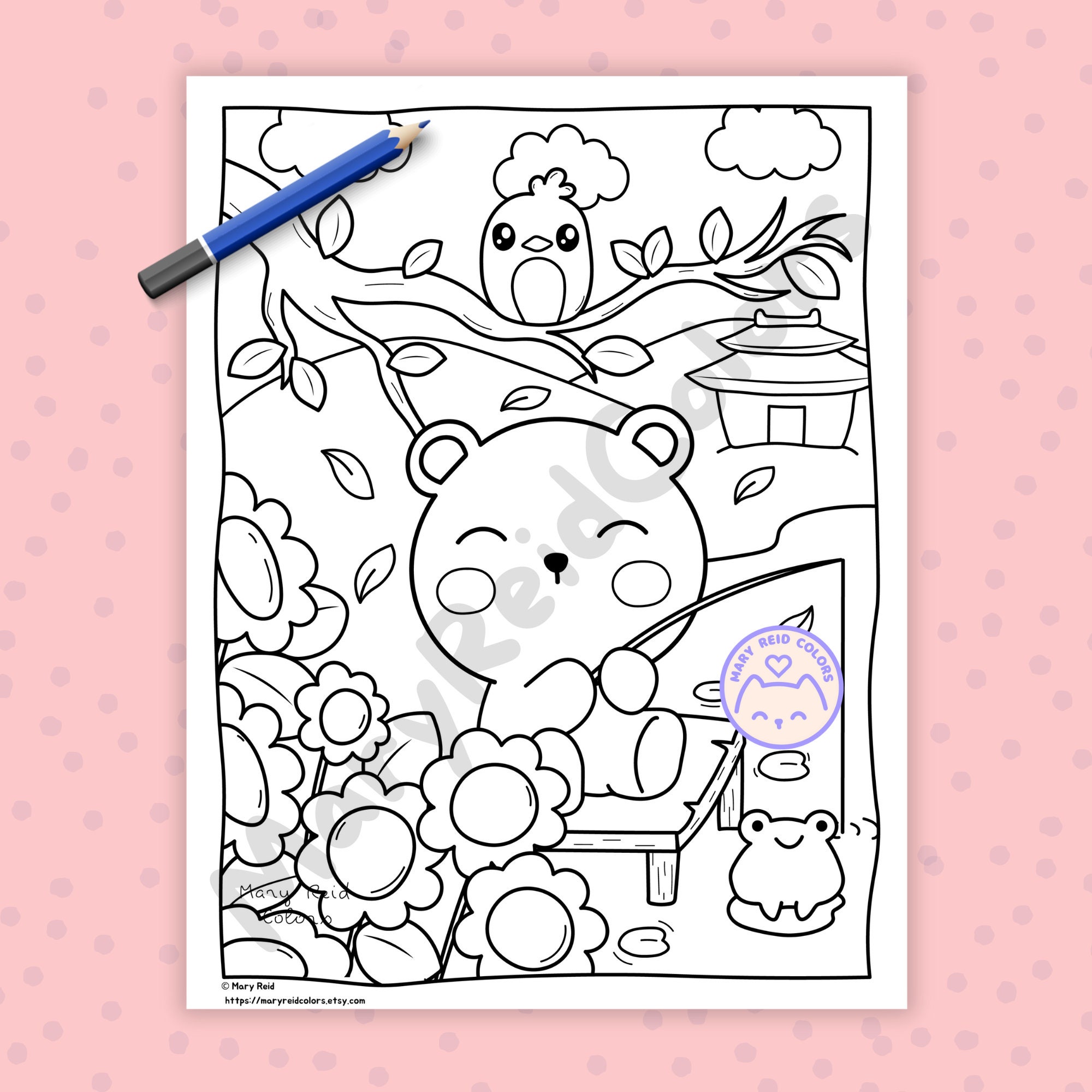 Kawaii Coloring Pages: Cozy Printable Illustrations (PDF) - Etsy