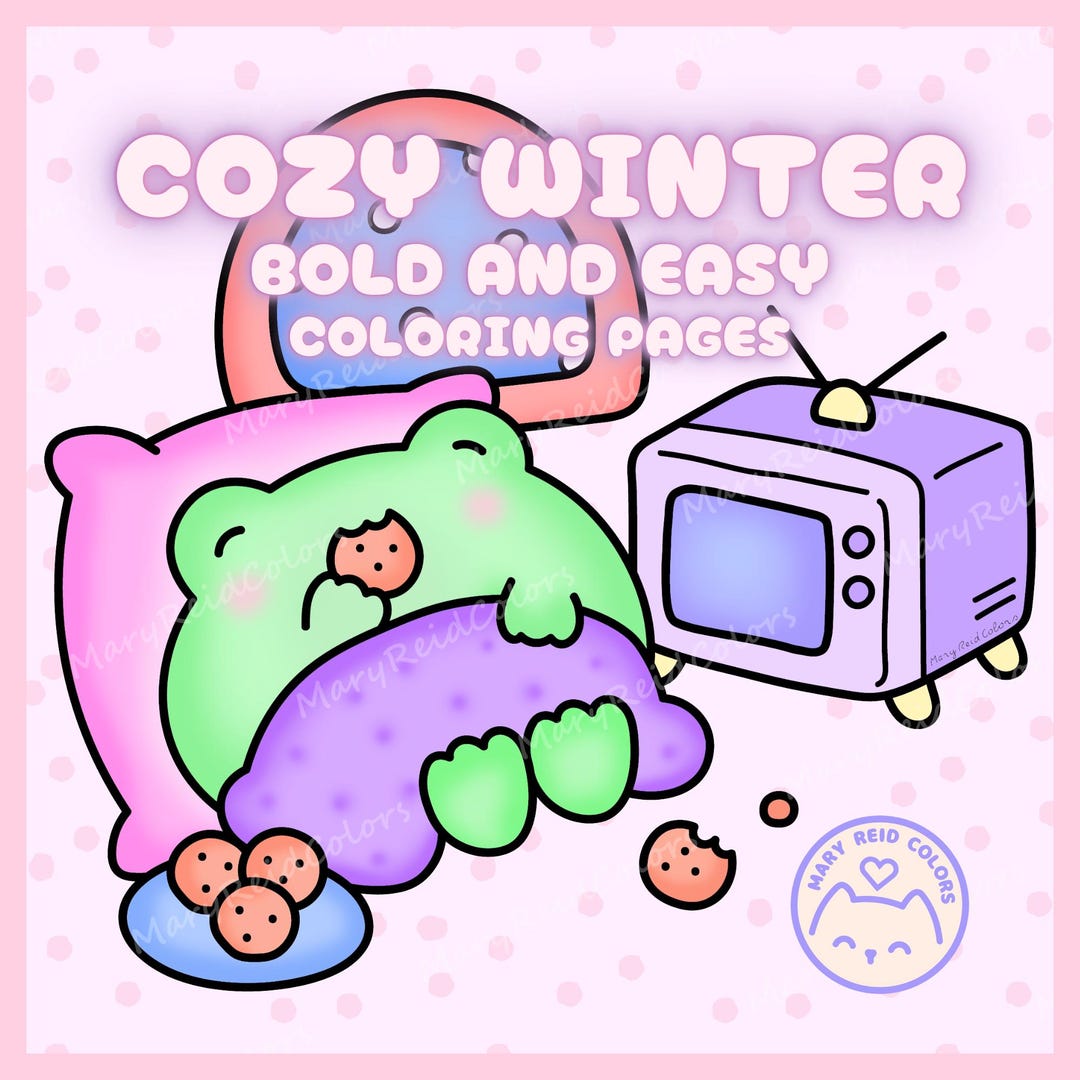 Bold and Easy Coloring Book, Cozy Winter Coloring Pages, Cute Coloring ...