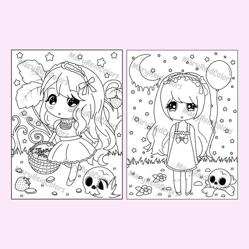 Chibi Coloring Pages Goth Girl Coloring Pages Kawaii Goth - Etsy UK
