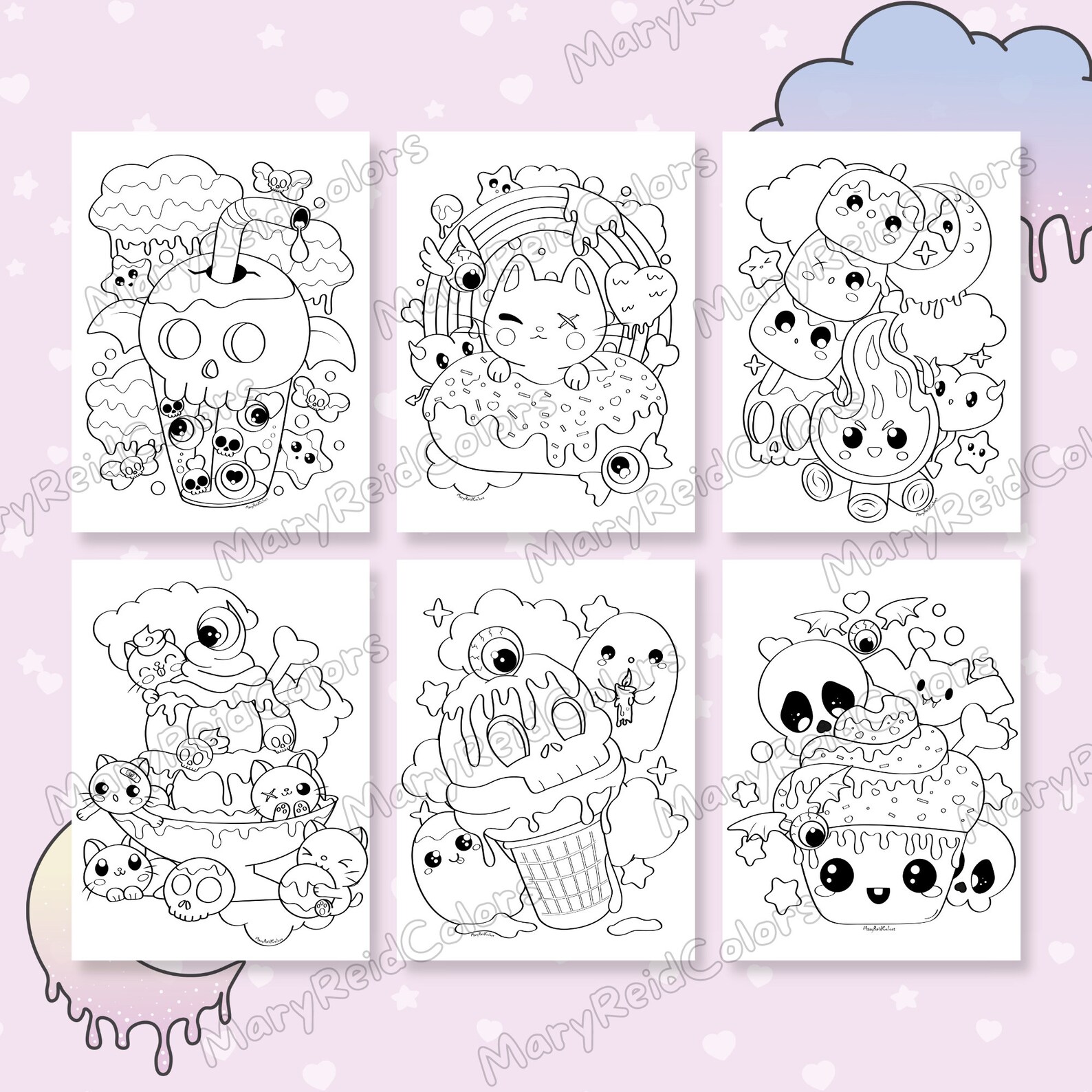 Creepy Kawaii Coloring Book Pastel Goth Coloring Book Kawaii - Etsy