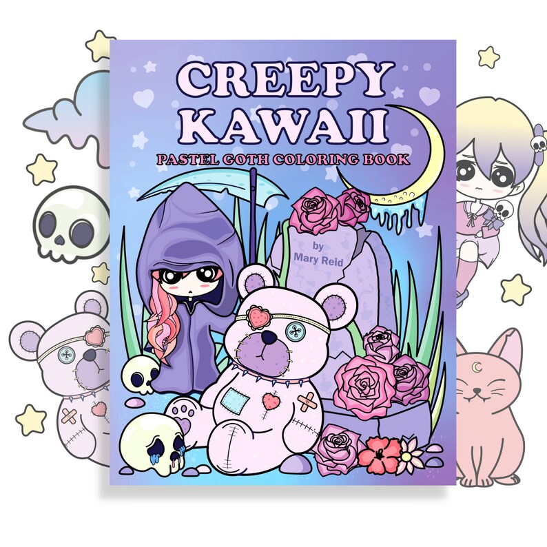 Creepy Kawaii Coloring Books Pastel Goth Coloring Books - Etsy
